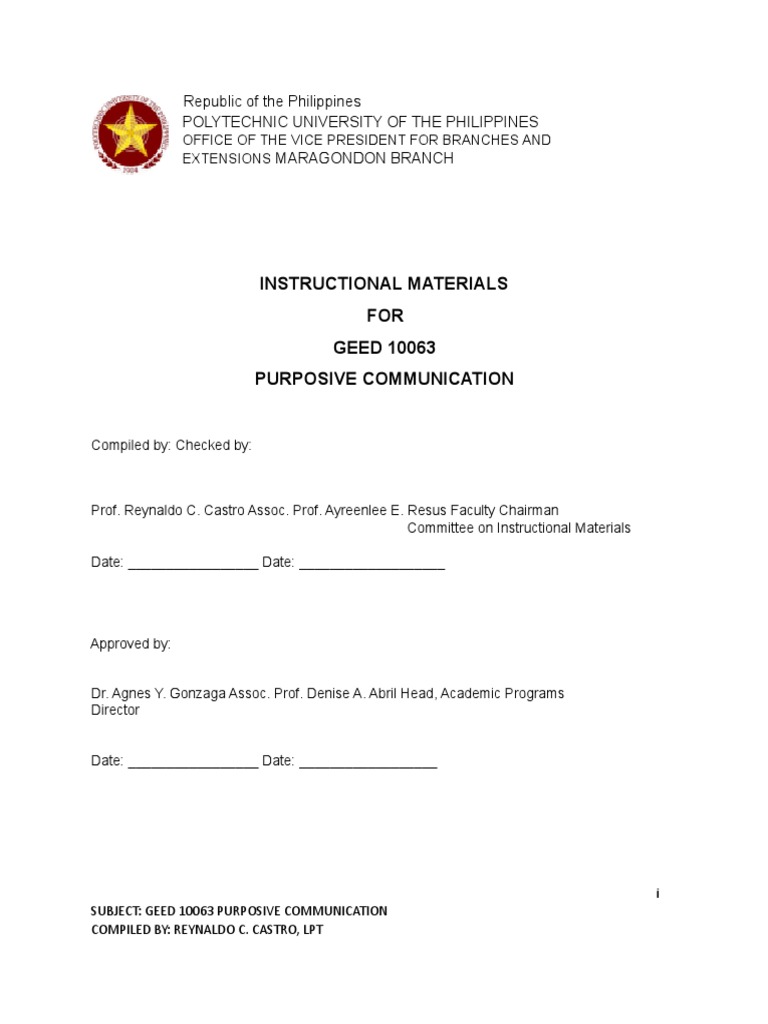 IM in GEED-10063-PURPOSIVE-COMMUNICATION-CASTRO #Aer | PDF | Communication | Nonverbal Communication