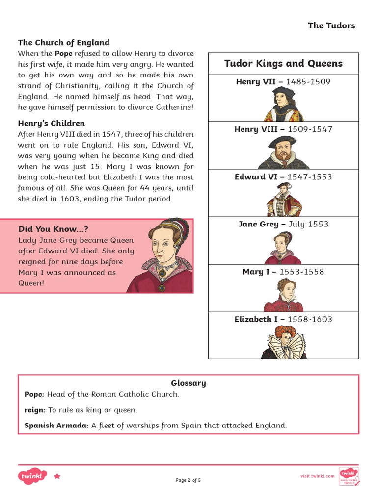 P5 Reading Exercise 49 | PDF | House Of Tudor | English Royalty