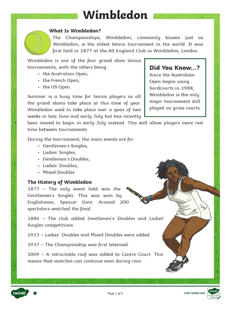 P5 Reading Exercise 65-2 | PDF | The Championships, Wimbledon | Sports