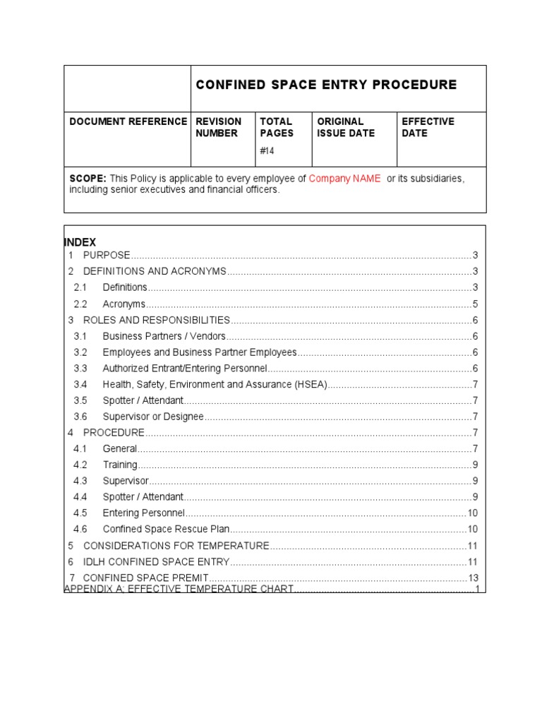 Confined Space Entry Safety Procedure | PDF | Carbon Dioxide | Personal ...