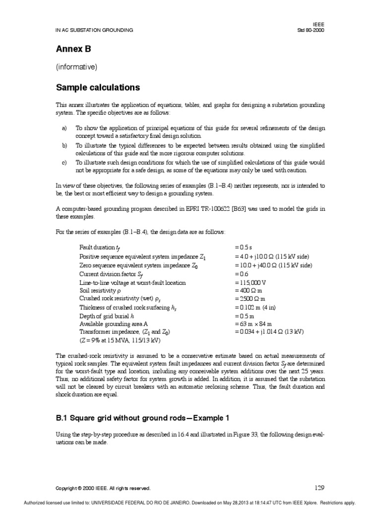 Ieee-80 Standard Substation Grid Calculation Examples | PDF ...