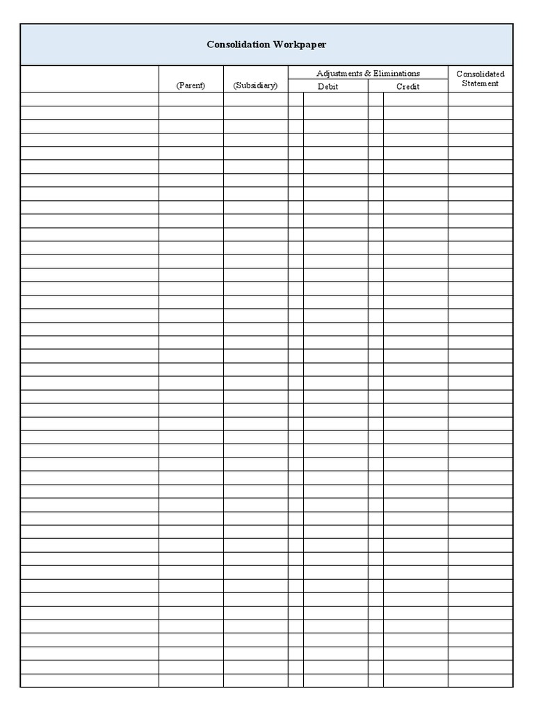 Consolidation Workpaper Adjustments | PDF