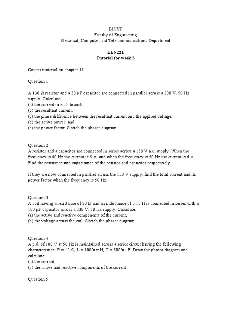 Tutorial Week03 chpt11 | PDF | Series And Parallel Circuits | Capacitor