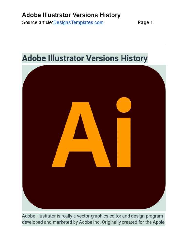 Adobe Illustrator Versions History | PDF | Adobe Illustrator | Graphic ...
