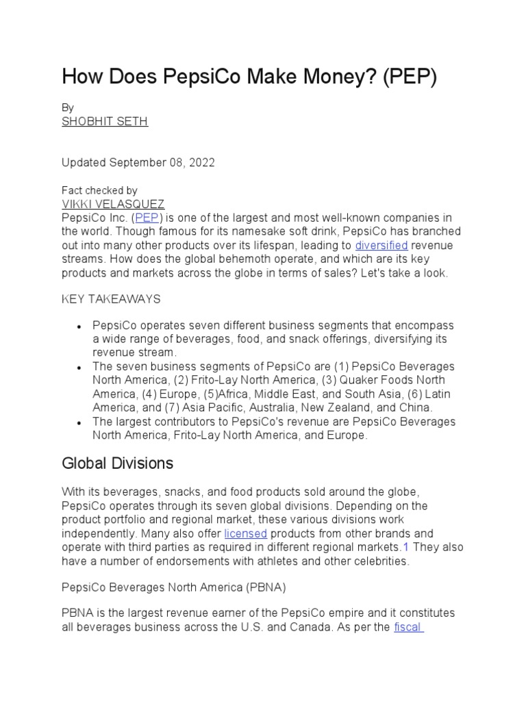How Does PepsiCo Make Money | PDF