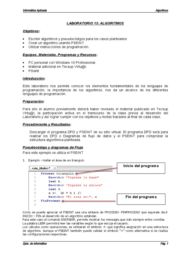 Algoritmos y Pseudocódigos en PSeint | PDF | Algoritmos | Programa de ...