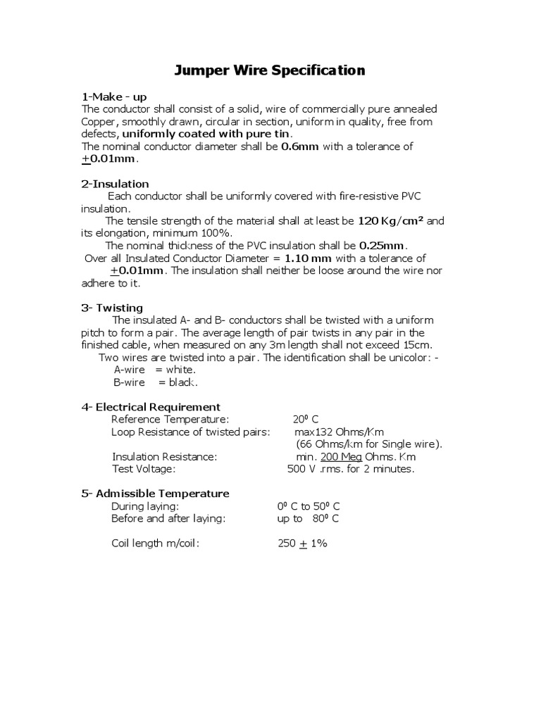 Jumper Wire Specification | PDF