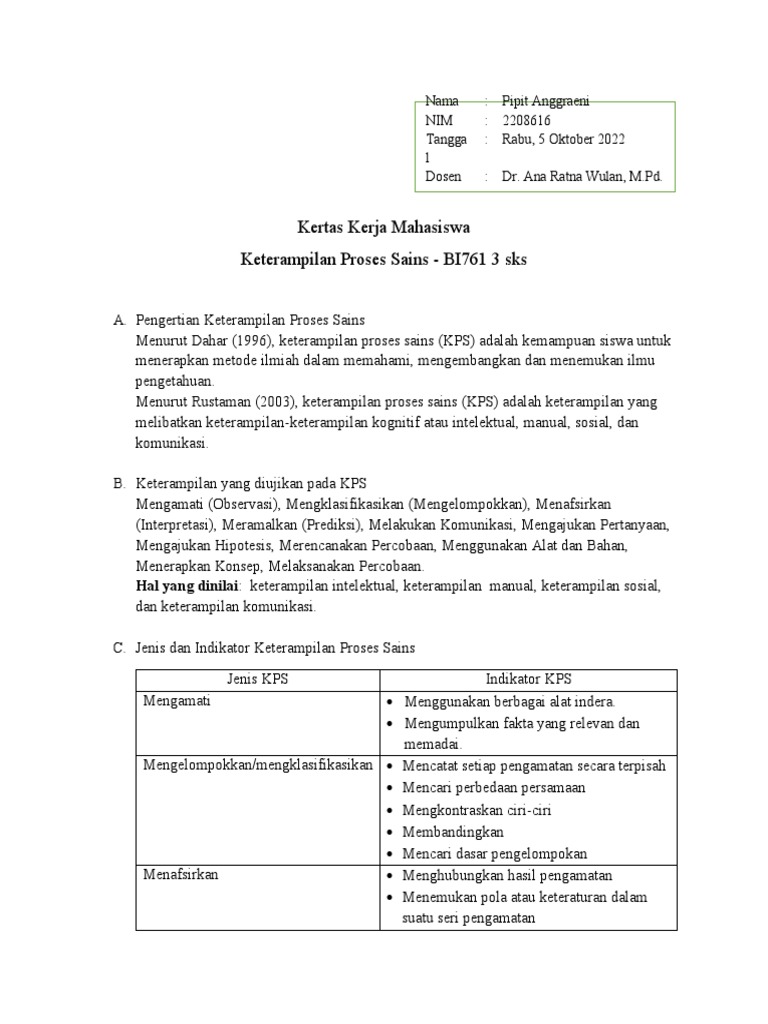 Asesmen KPS - Pipit 2208616 | PDF