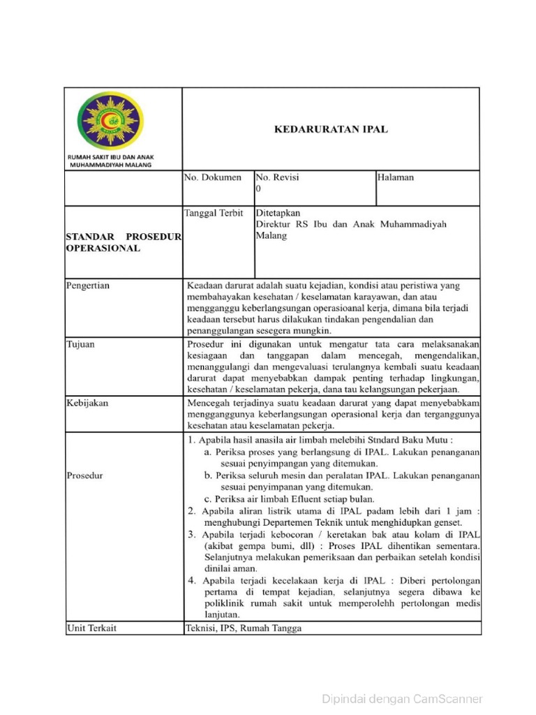 Spo KEDARURATAN IPAL | PDF