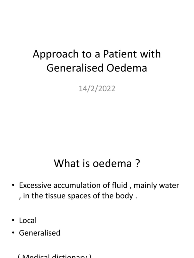 Differential Diagnosis of Generalised Oedema | PDF | Chronic Kidney ...