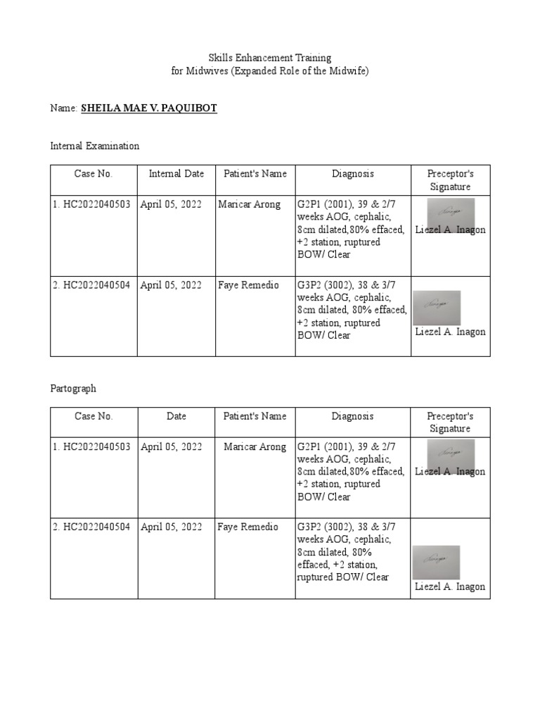 Midwifery Skills Enhancement: Documentation of Clinical Procedures and ...