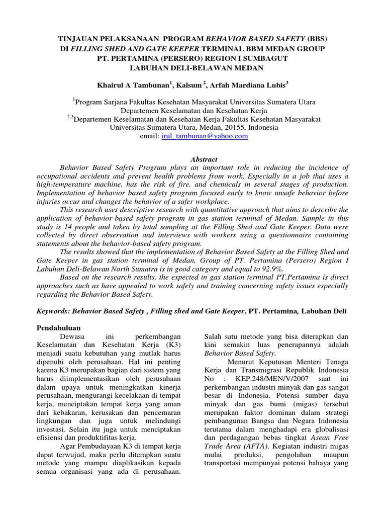 BBS Implementation at Pertamina Gas Station | PDF | Psychological ...