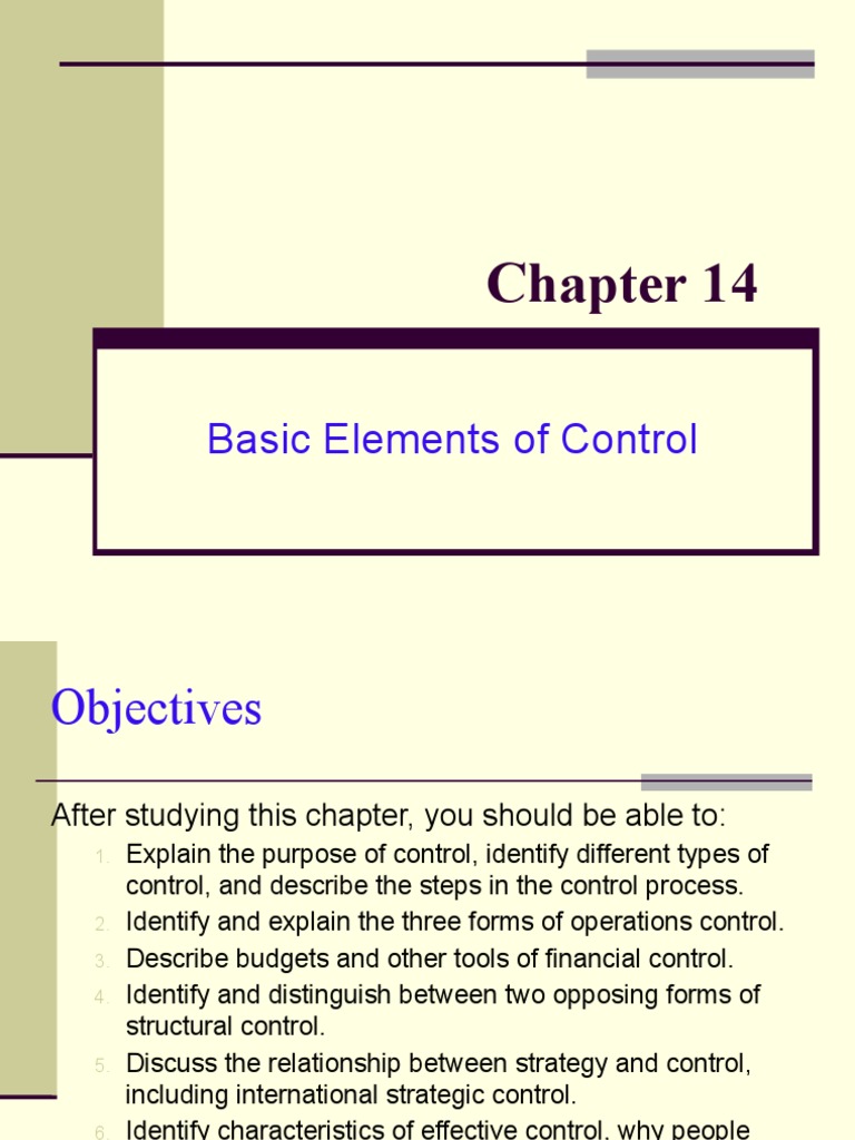 Chapter 14 Basic Elements of Control | PDF