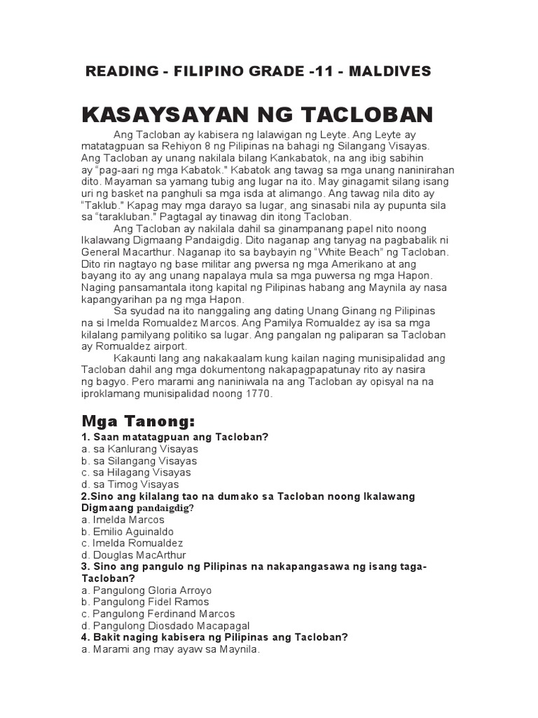Kasaysayan NG Tacloban | PDF