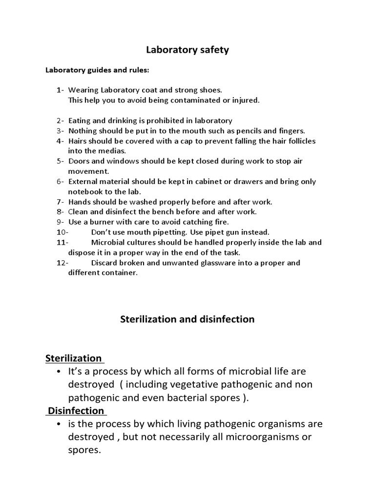 Laboratory Safety: Laboratory Guides and Rules | PDF | Sterilization ...
