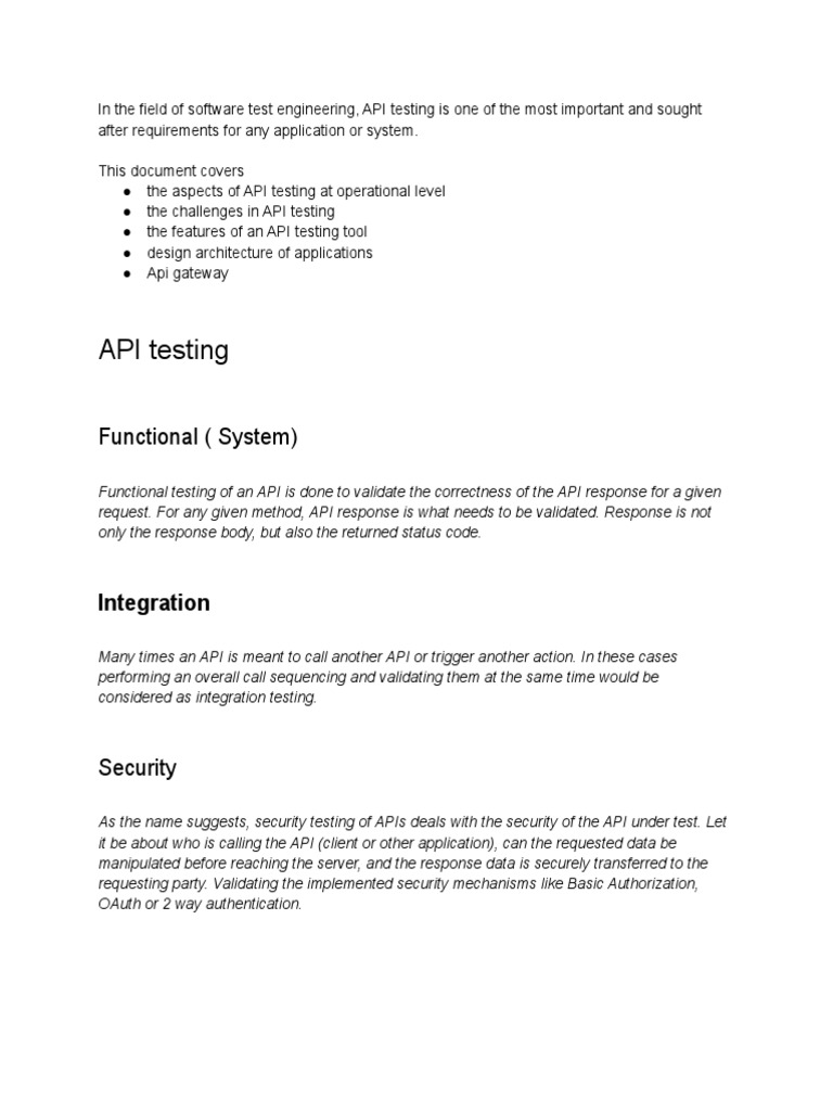 Api Testing Notes Pdf Representational State Transfer Systems Engineering