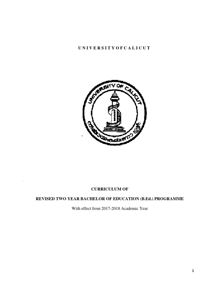 B.ed Revised Curriculum 03-07-2017-1 | PDF | Teachers | Academic Degree
