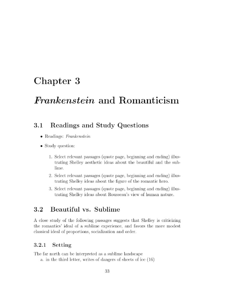 Chapter 3 Frankenstein and Romanticism | PDF
