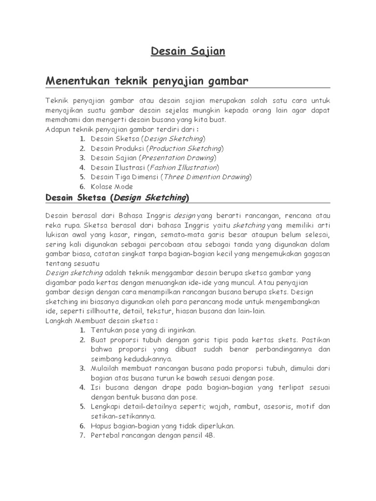 Teknik Penyajian Desain Busana | PDF | Karier & Perkembangan | Seni