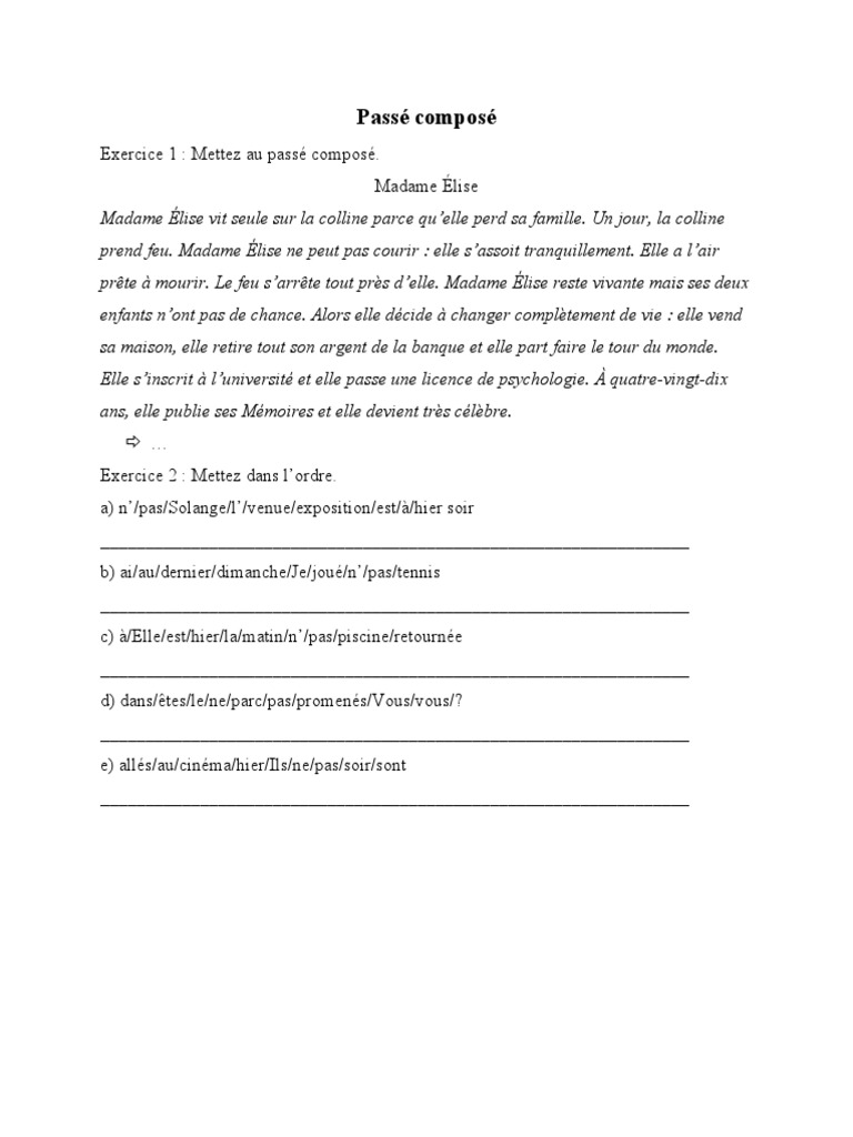 Exercices Passé Composé et Imparfait | PDF | Arts du langage et discipline