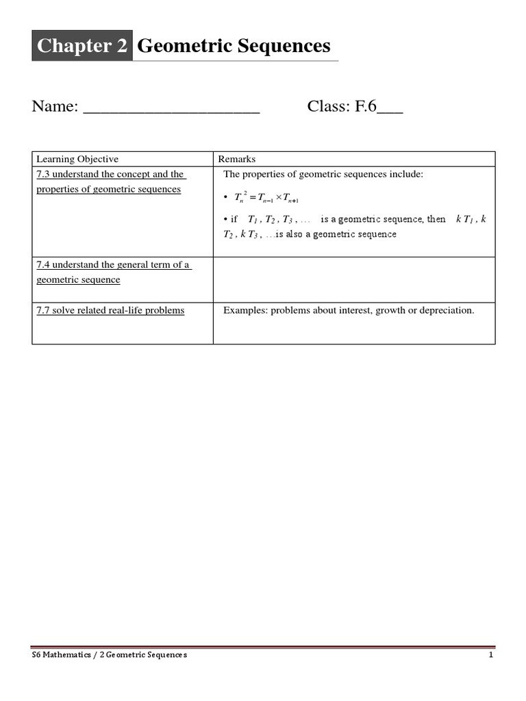 Chapter 2 Geometric Sequences | PDF | Summation | Sequence