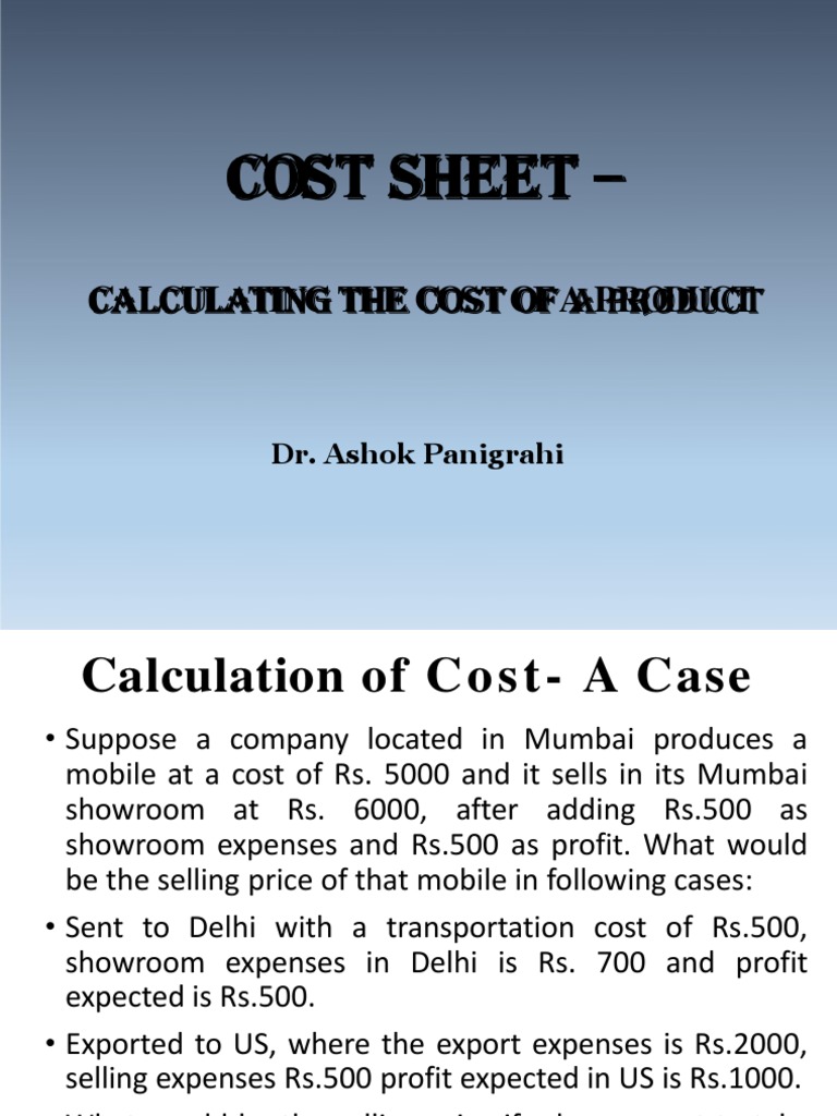 Cost Sheet PDF | Download Free PDF | Cost | Cost Of Goods Sold
