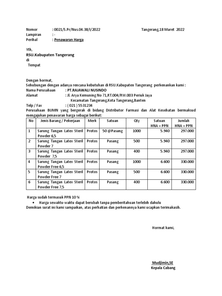 PENAWARAN HARGA ALAT KESEHATAN | PDF
