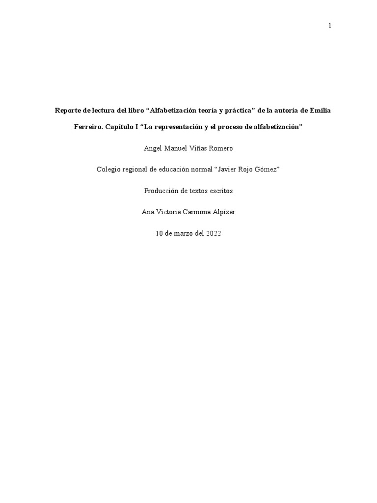 Reporte de Lectura Del Libro | PDF
