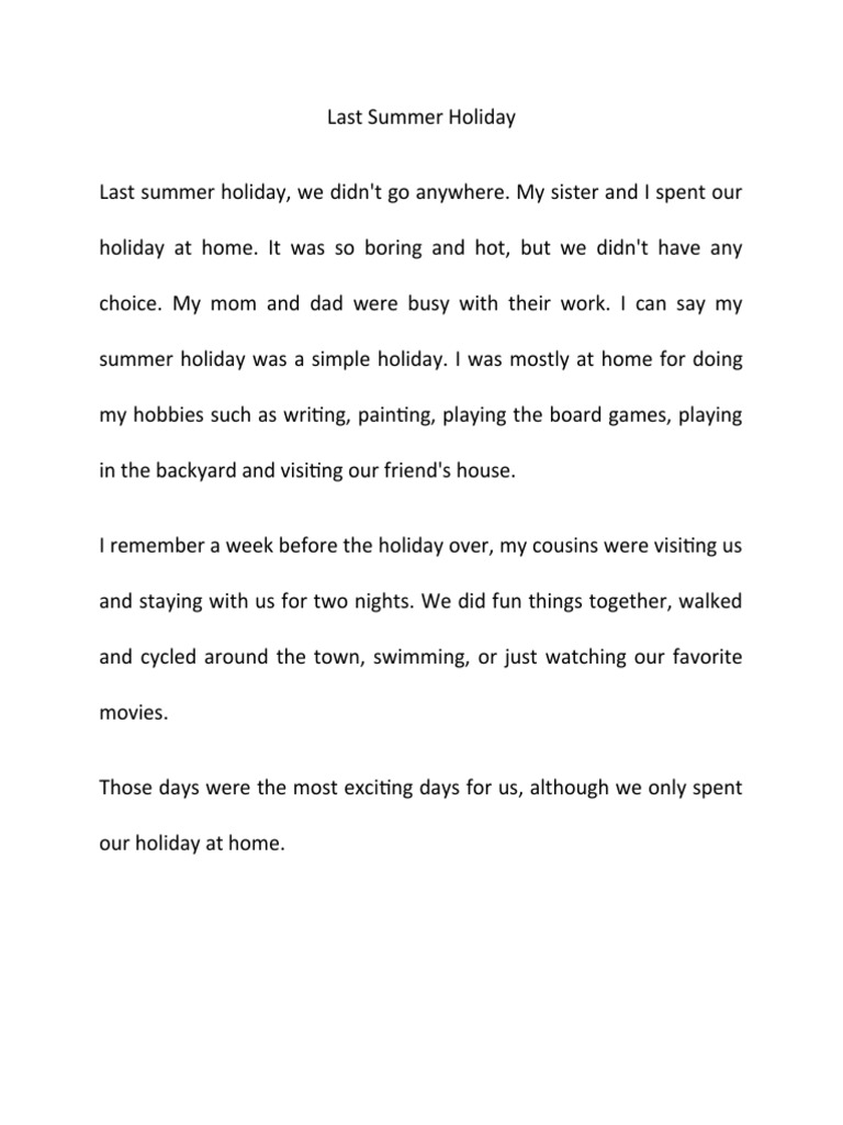 Last Summer Holiday | PDF