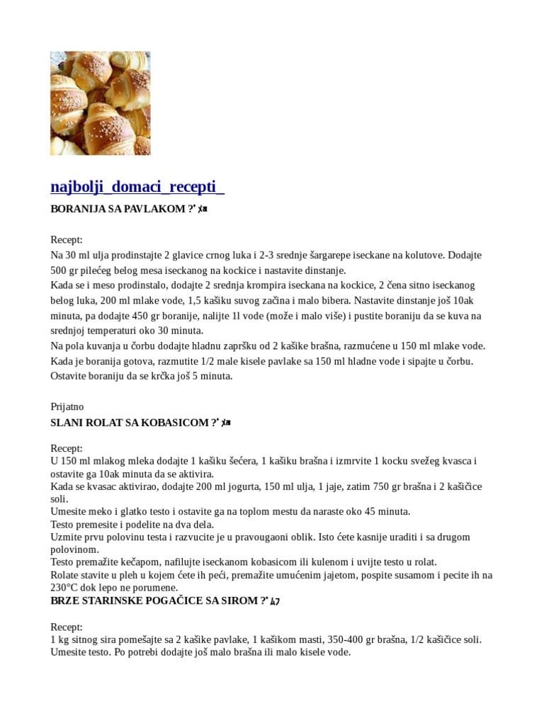 Najbolji Domaci Recepti Instagram | PDF