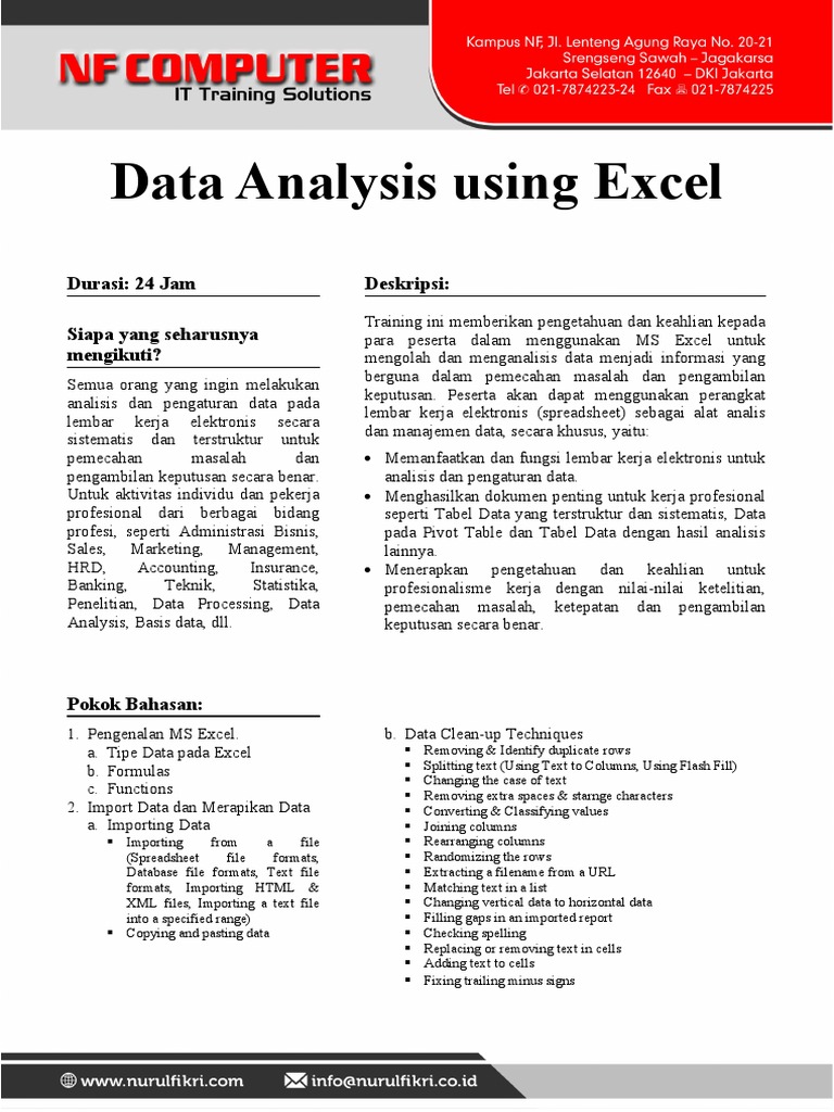Silabus Excel Data Analysis | PDF