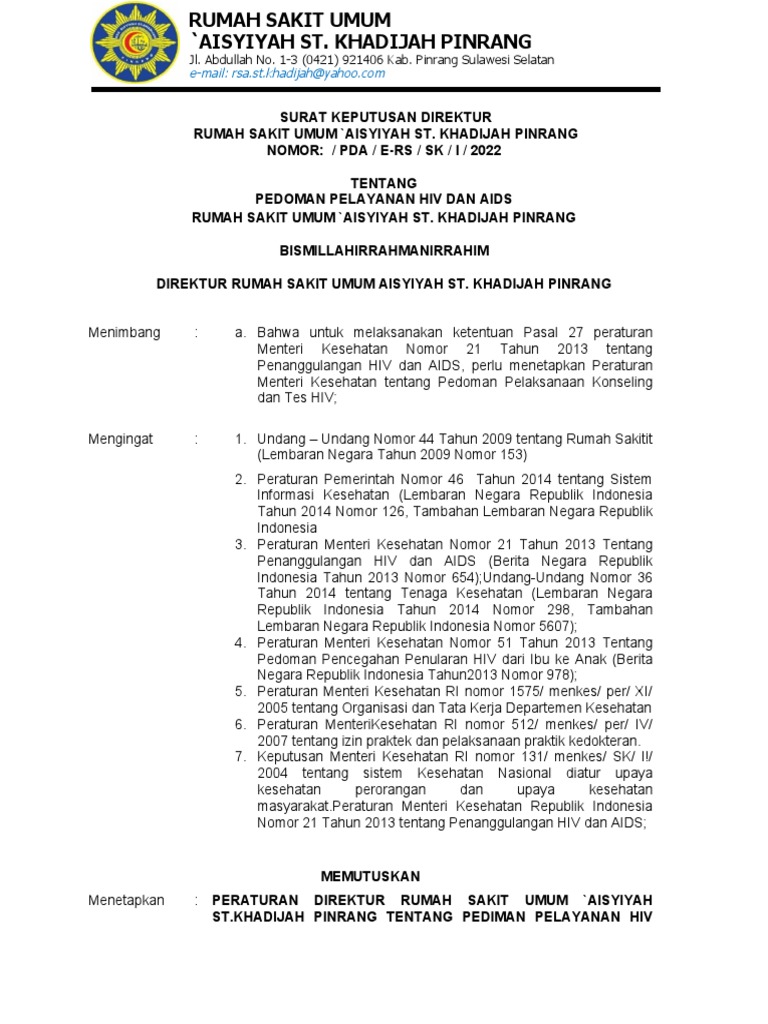 SK Pedoman Pelayanan Hiv | PDF