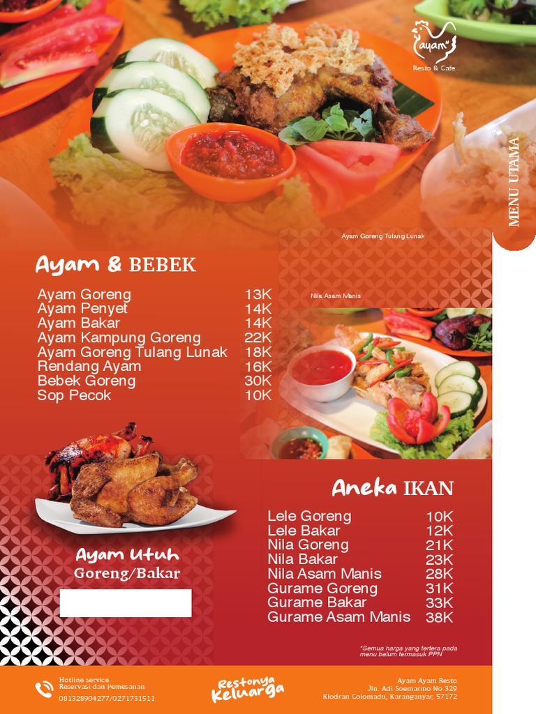 Menu Ayam Resto | PDF