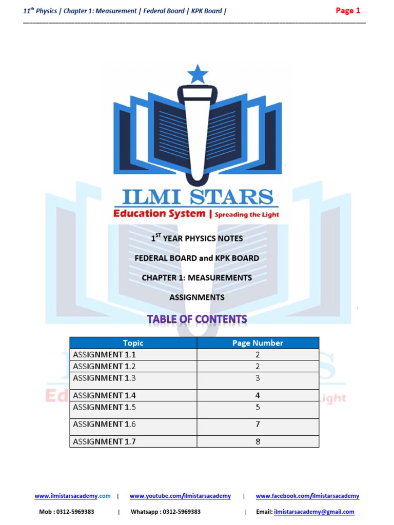 11th Physics ch.1 Assignments | PDF | Pendulum | Applied And ...