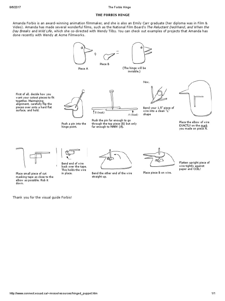 The Forbis Hinge: An Illustrated Guide to Creating Hinged Paper Puppets ...
