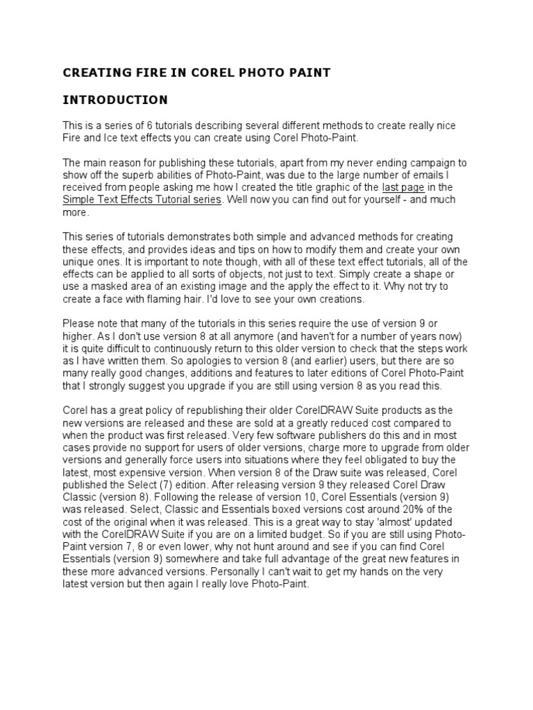 Creating Fire in Corel Photo Paint | PDF | Computing | Computer Graphics