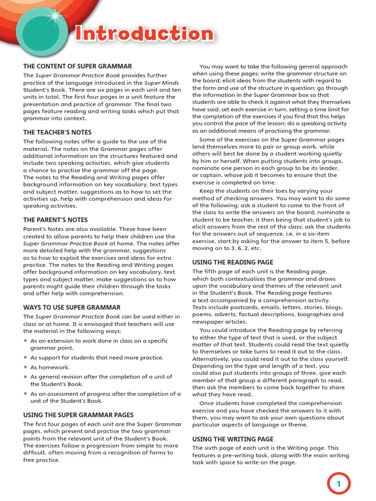 Super Grammar 4 - Teachers Notes Key - 2017 15p | PDF | Reading ...