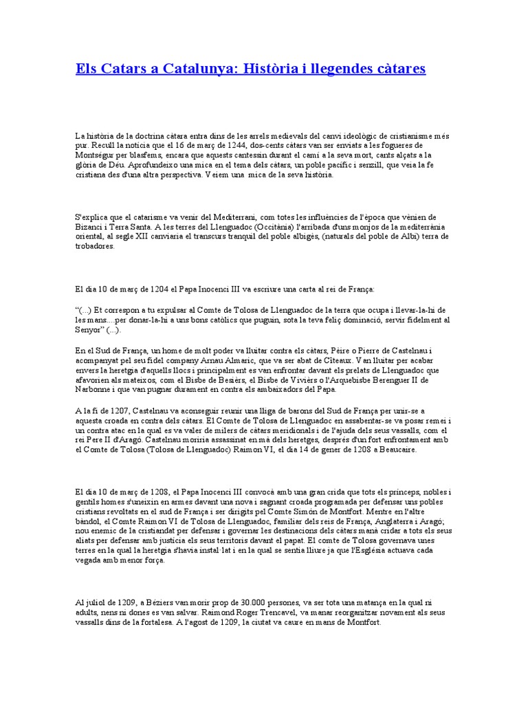Els Catars A Catalunya | PDF