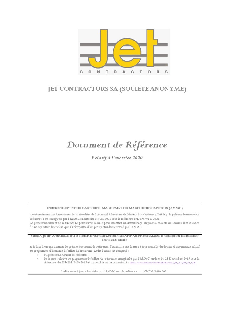 Mise à jour 2020 de Jet Contractors | PDF | Maroc | Bourse des valeurs