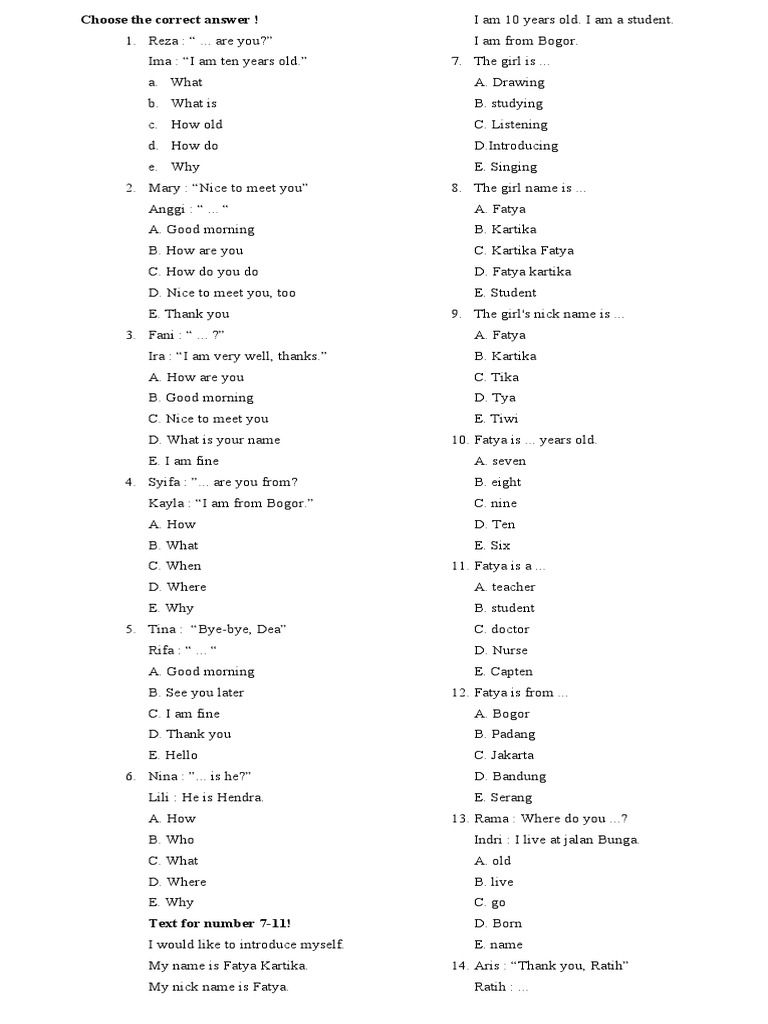 Basic English Conversation Exercises | PDF | Language Arts & Discipline