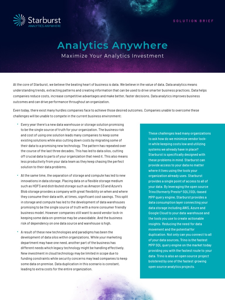Starburst Analytics SolutionBrief | PDF | Computers