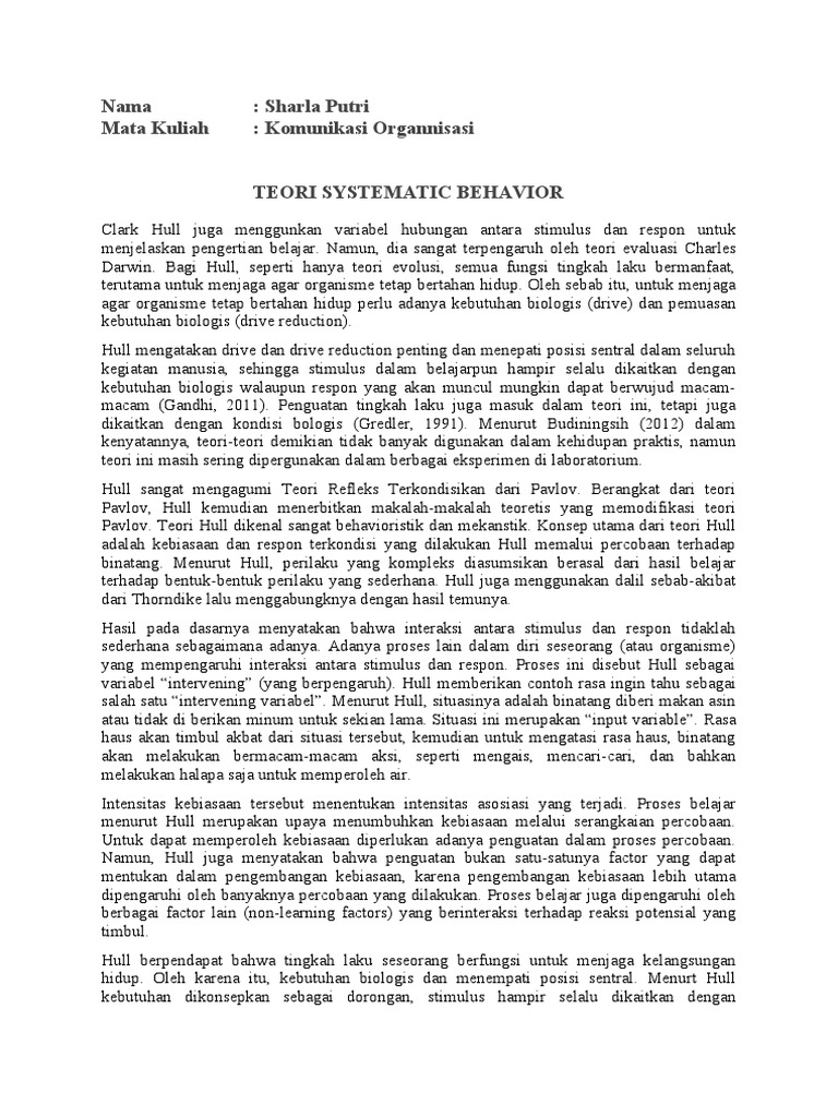 Teori Systematic Behavior. | PDF