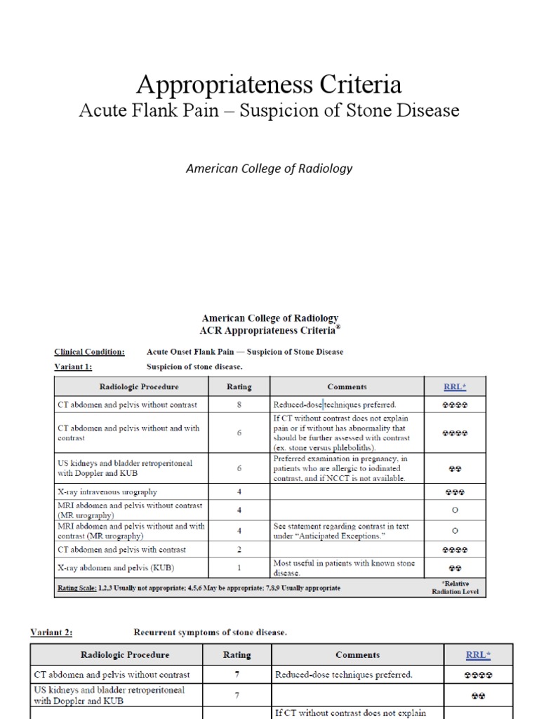 Appropriateness Criteria ACR - Acute Flank Pain | PDF