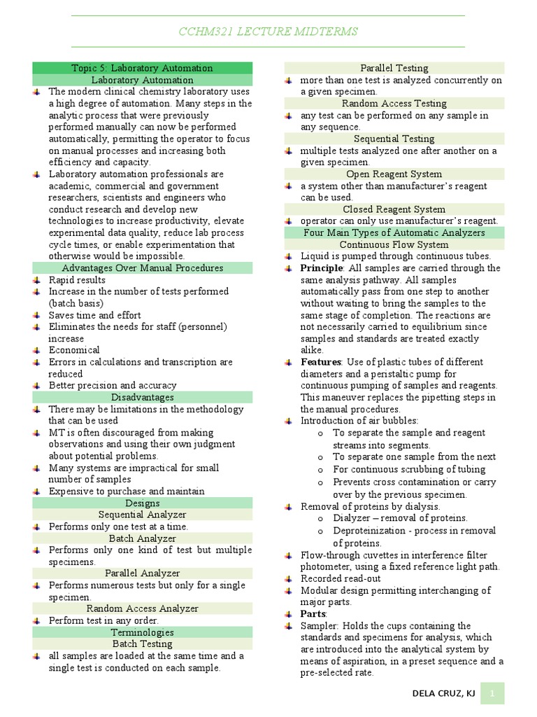 CCHM Lec 1 | PDF | Spectrophotometry | Automation