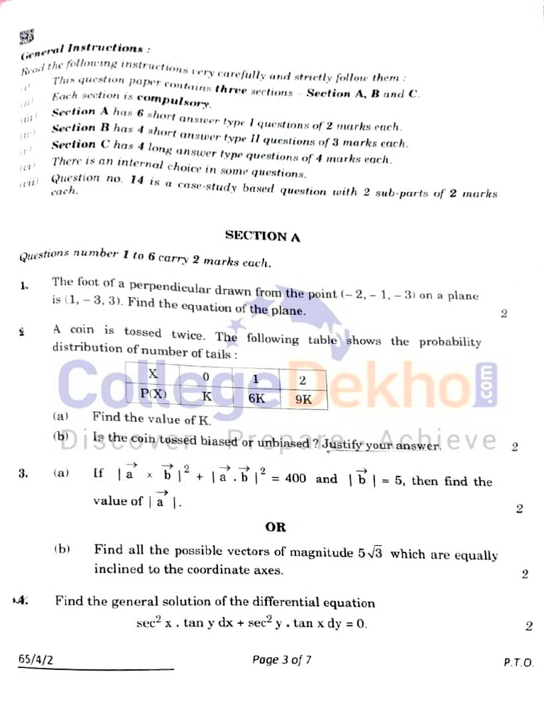 cbse-12th-term-2-mathematics-question-paper-2022 | PDF | Euclidean ...