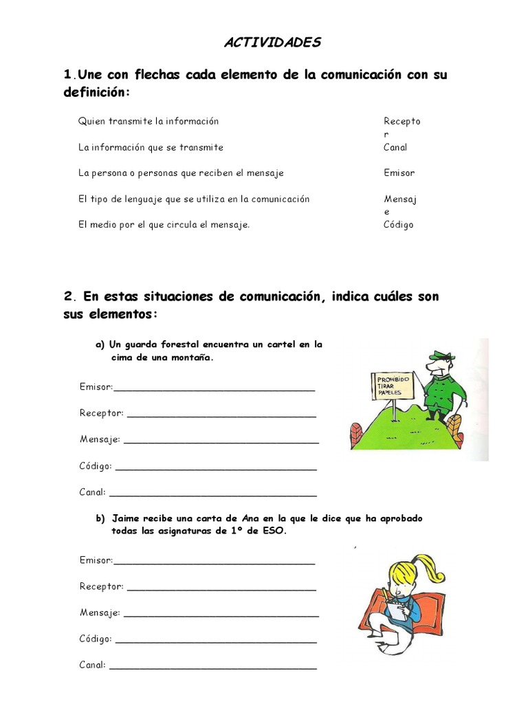 Actividades Elementos de La Comunicación. | PDF | Comunicación