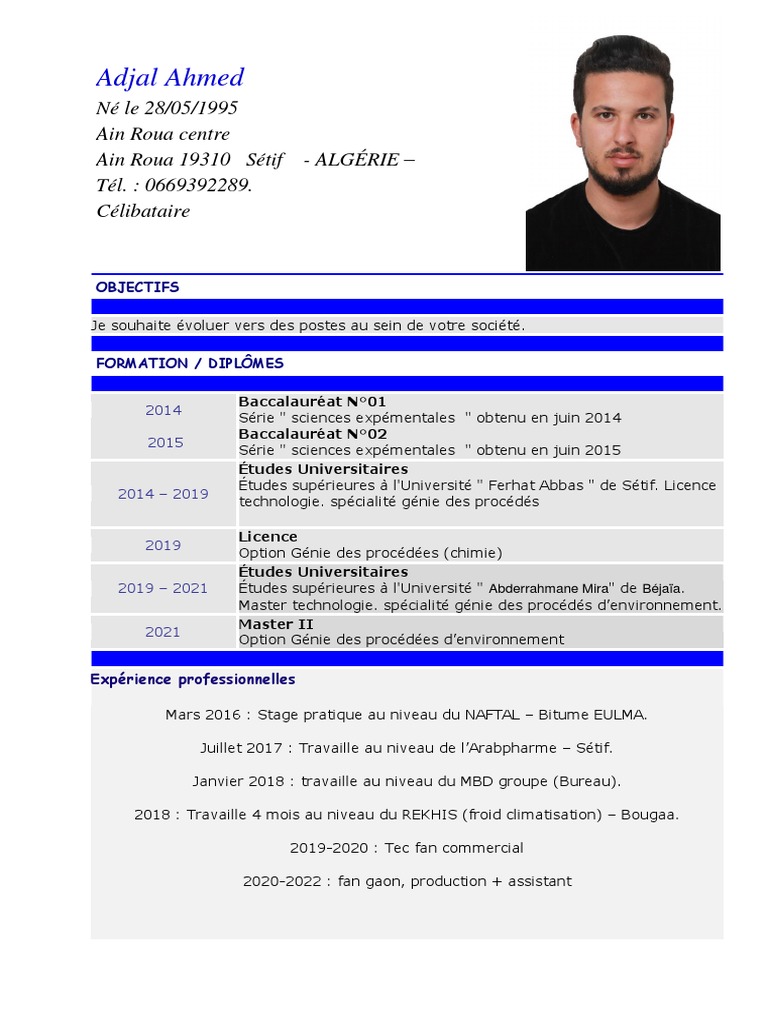 CV Ahmed | PDF | Évolution de carrière