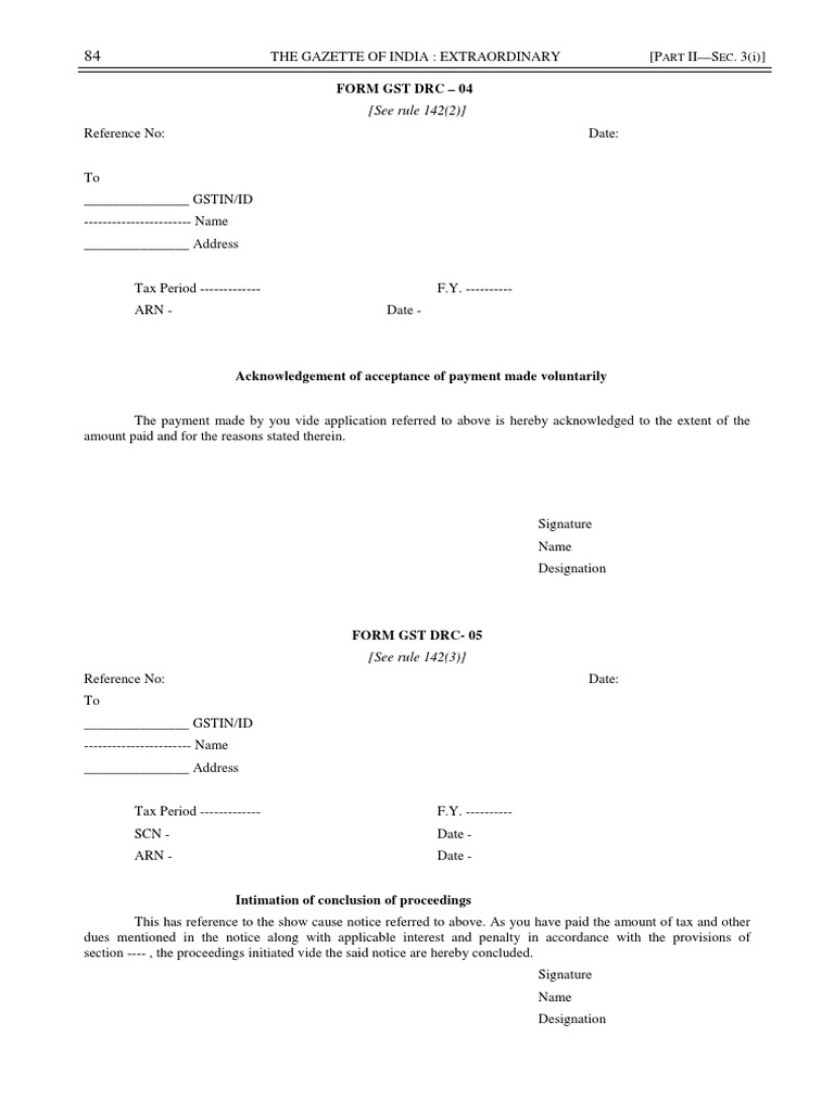 Form GST DRC 04 | PDF