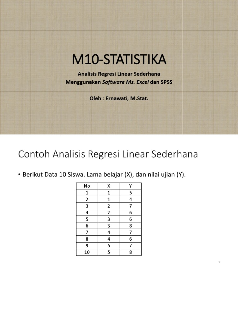 M10 Analisis Regresi Sederhana Dengan Ms. Excel Dan SPSS | PDF