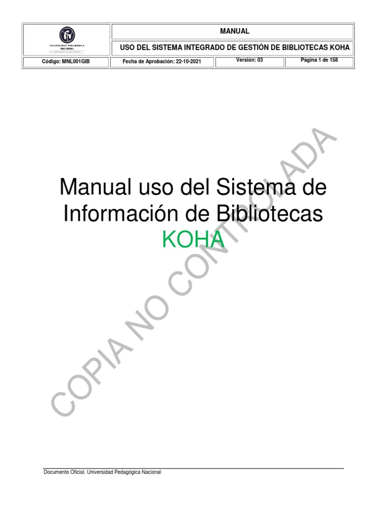 Manual Koha Pdf Biblioteca Informática Usuario Informática